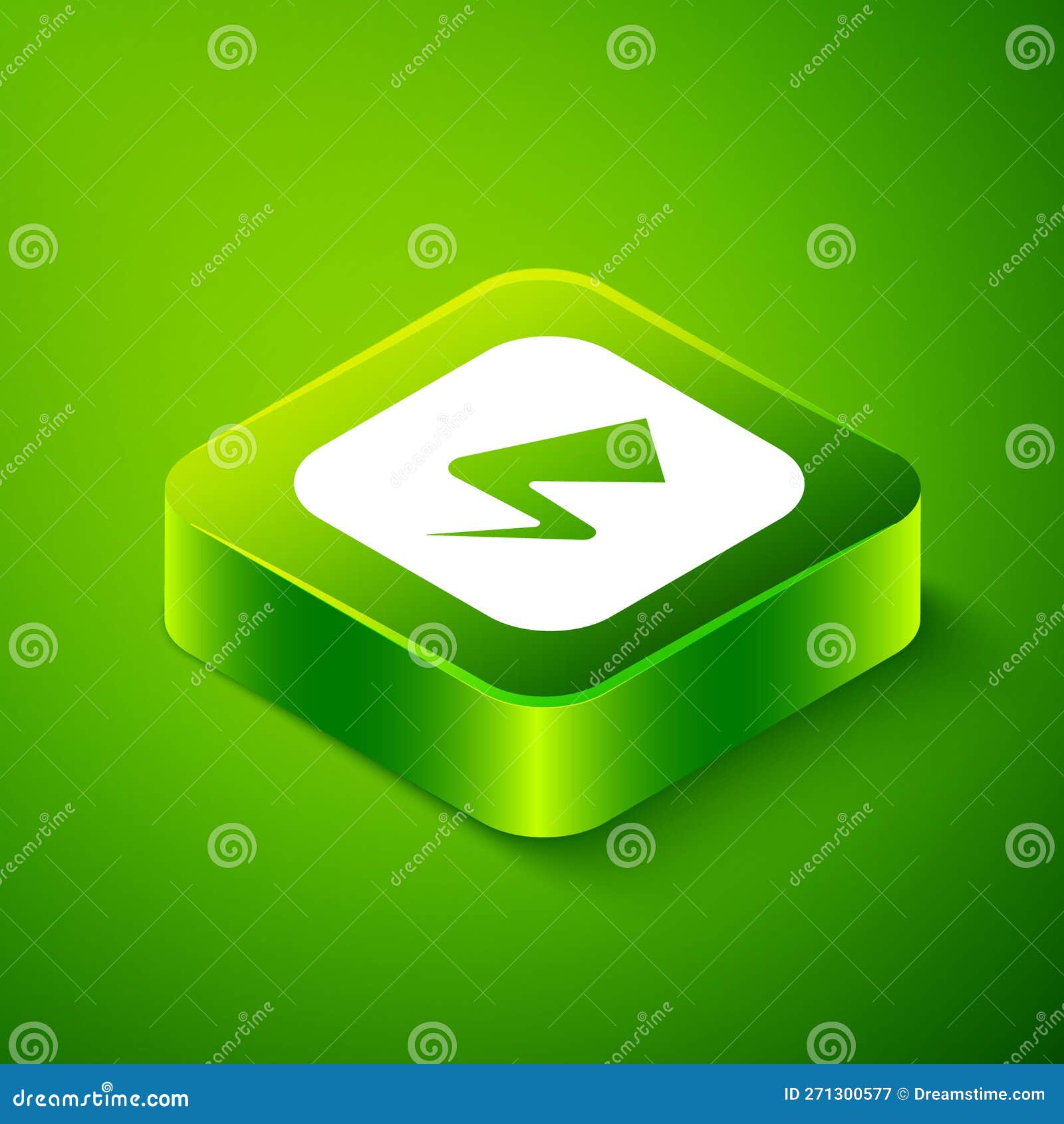 Isometric Lightning Bolt Icon Isolated on Green Background. Flash Sign ...