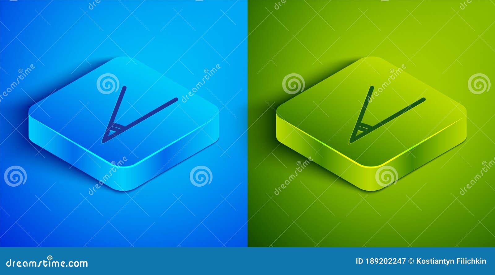Isometric Line Acute Angle of 45 Degrees Icon Isolated on Blue and ...
