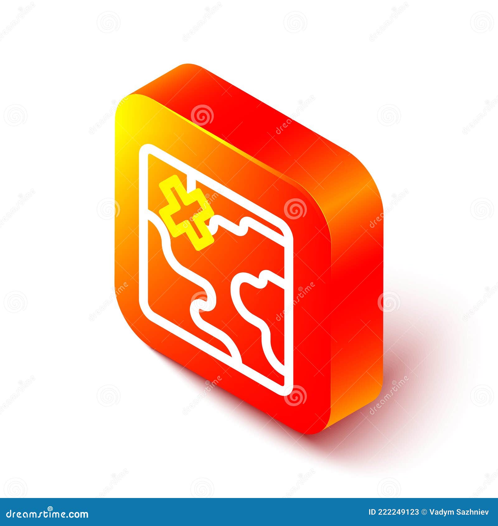 Isometric Line Africa Safari Map Icon Isolated on White Background ...