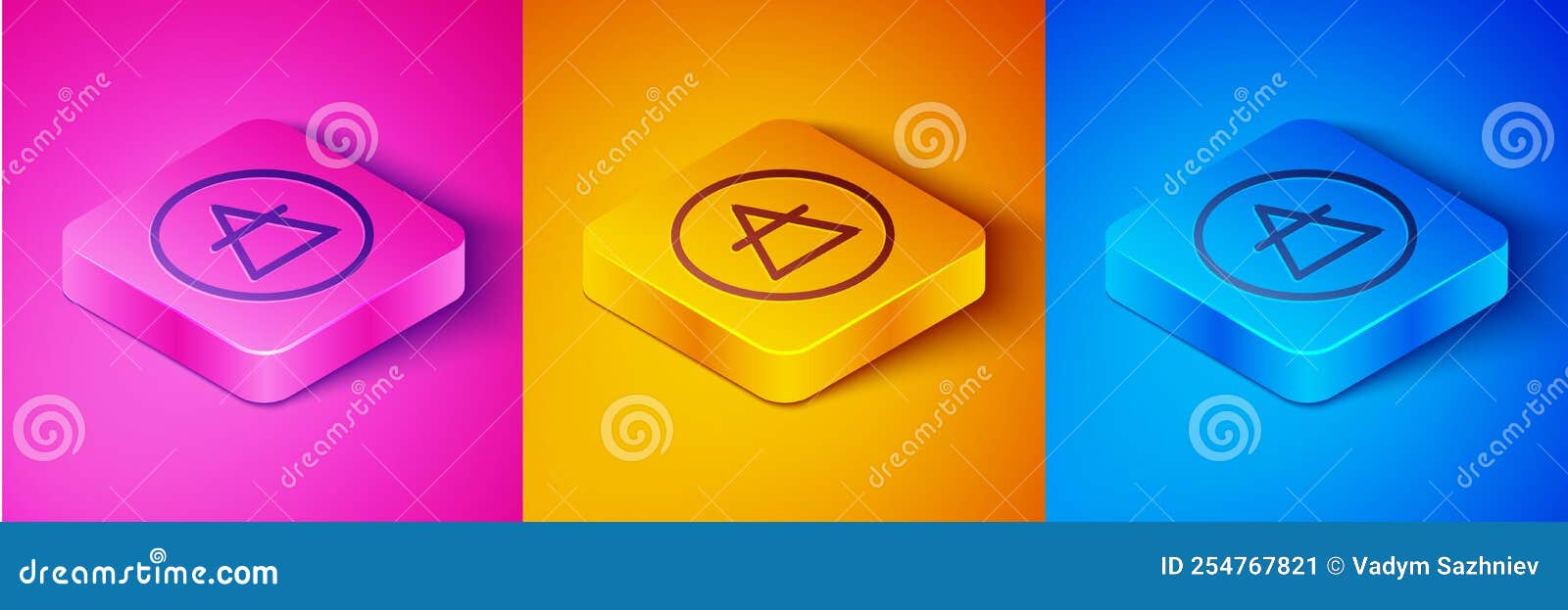 Isometric Line Air Element of the Symbol Alchemy Icon Isolated on Pink ...