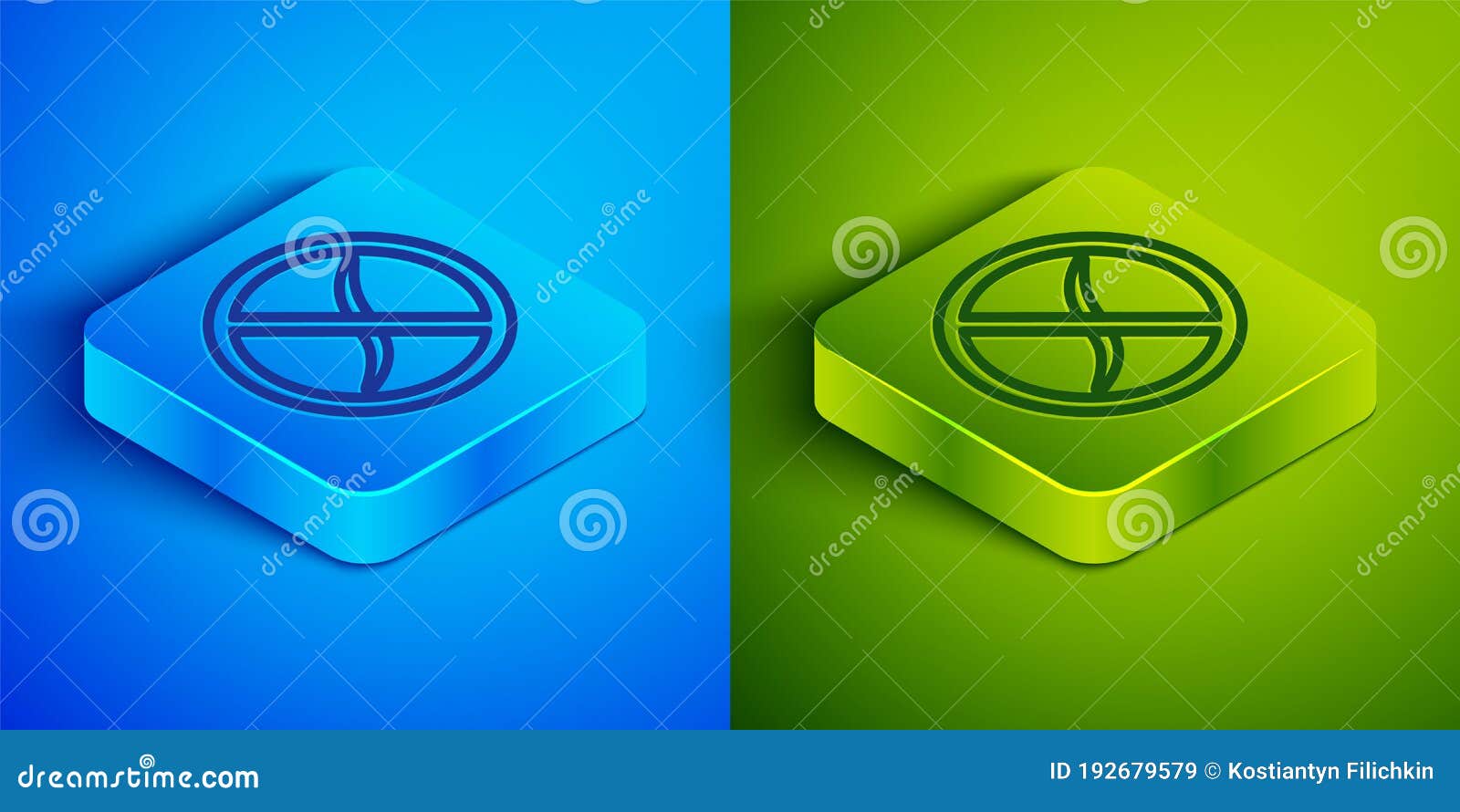 Isometric Line Anti Worms Parasite Icon Isolated on Blue and Green ...