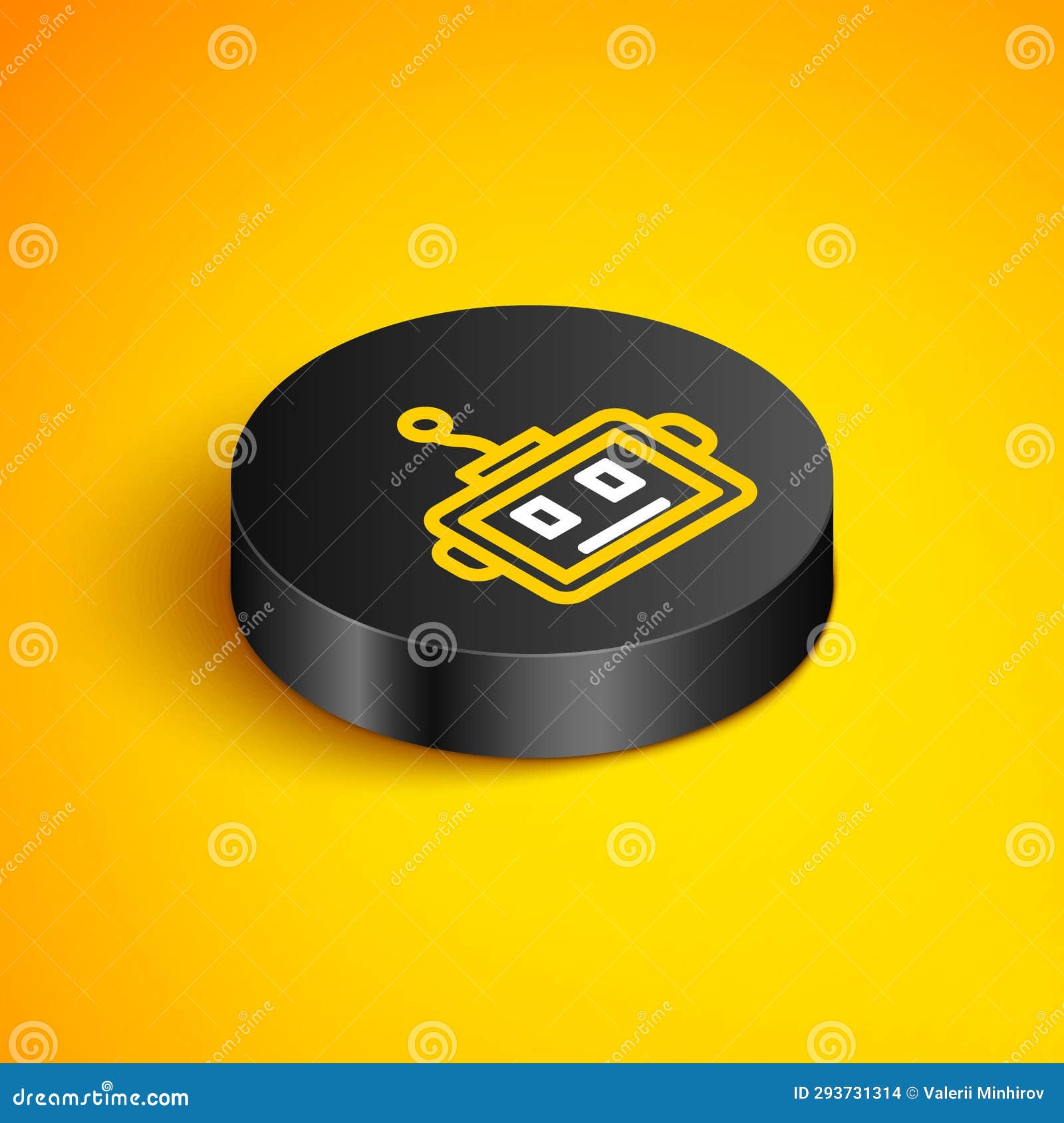 Isometric Line Artificial Intelligence Robot Icon Isolated on Yellow ...