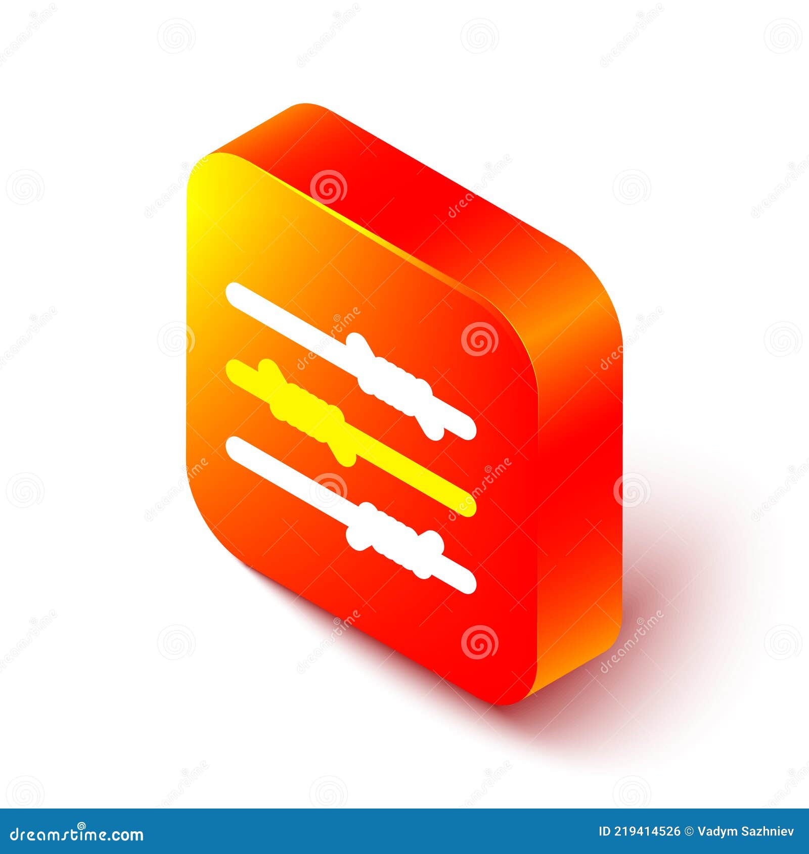 Isometric Line Barbed Wire Icon Isolated on White Background. Orange ...