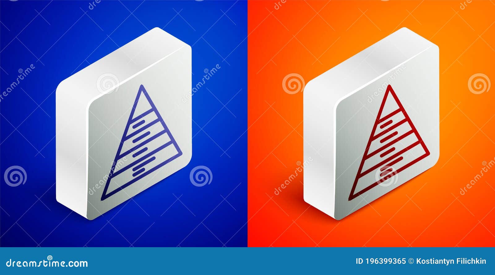 Isometric Line Business Pyramid Chart Infographics Icon Isolated on ...