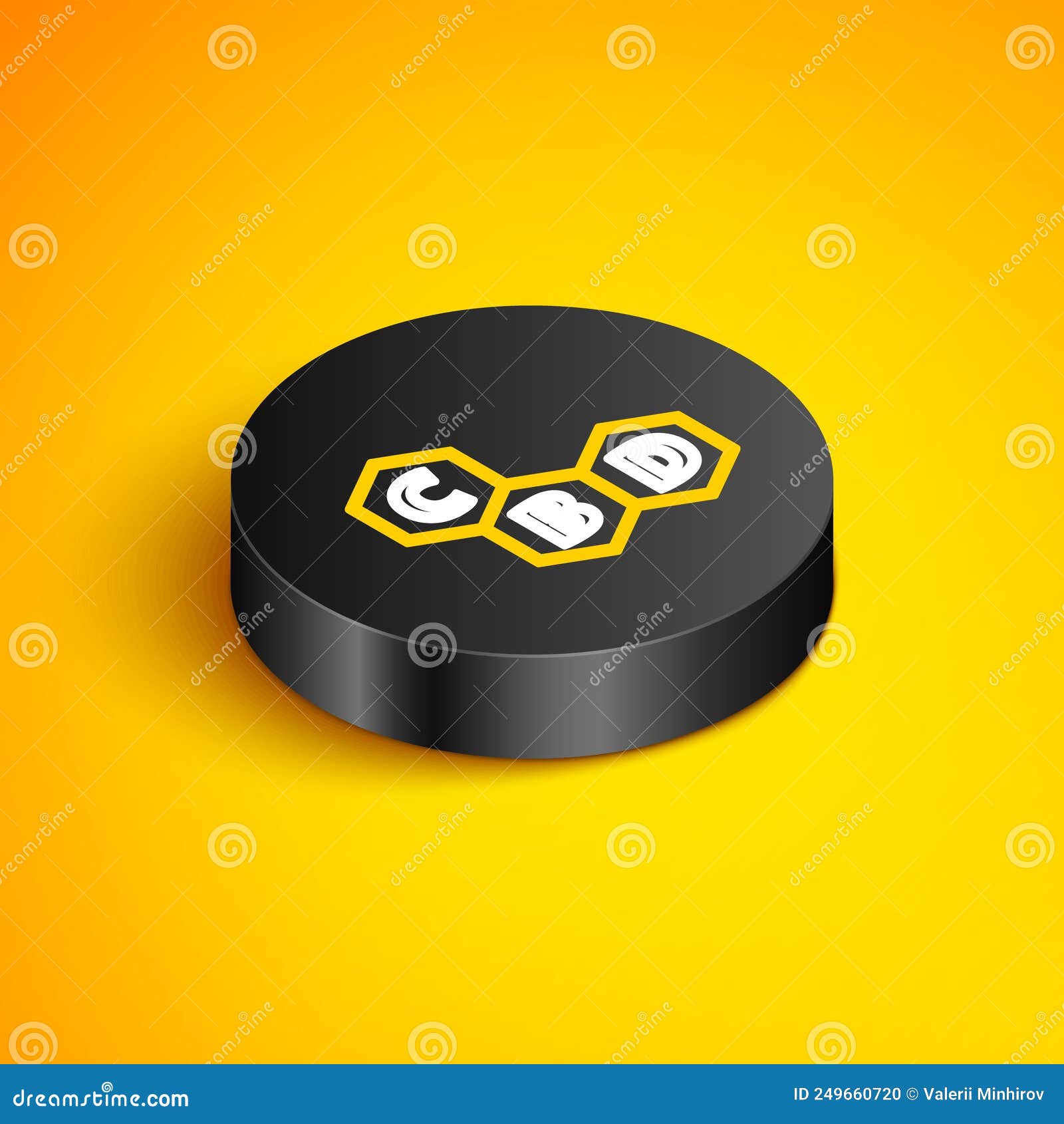 Isometric Line Cannabis Molecule Icon Isolated on Yellow Background ...