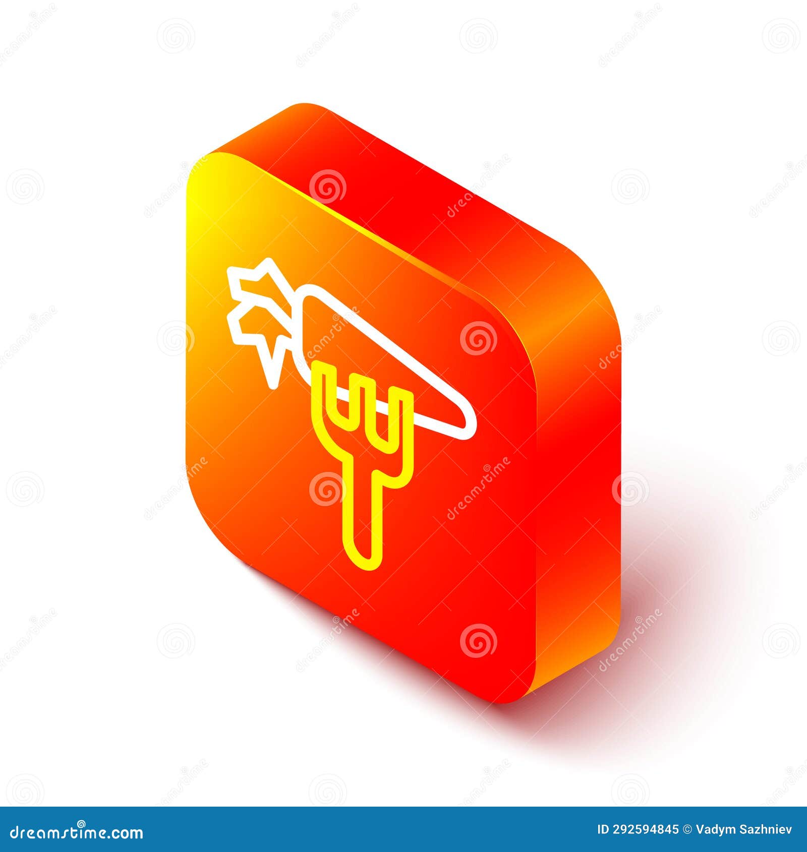 Isometric Line Carrot Icon Isolated on White Background. Orange Square ...