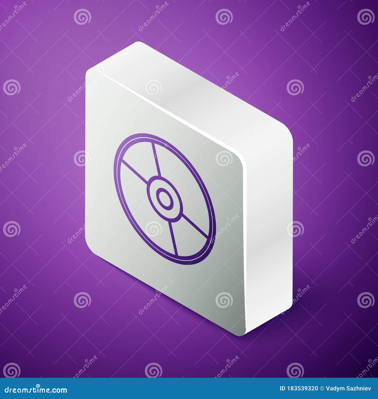 Isometric Line CD or DVD Disk Icon Isolated on Purple Background ...