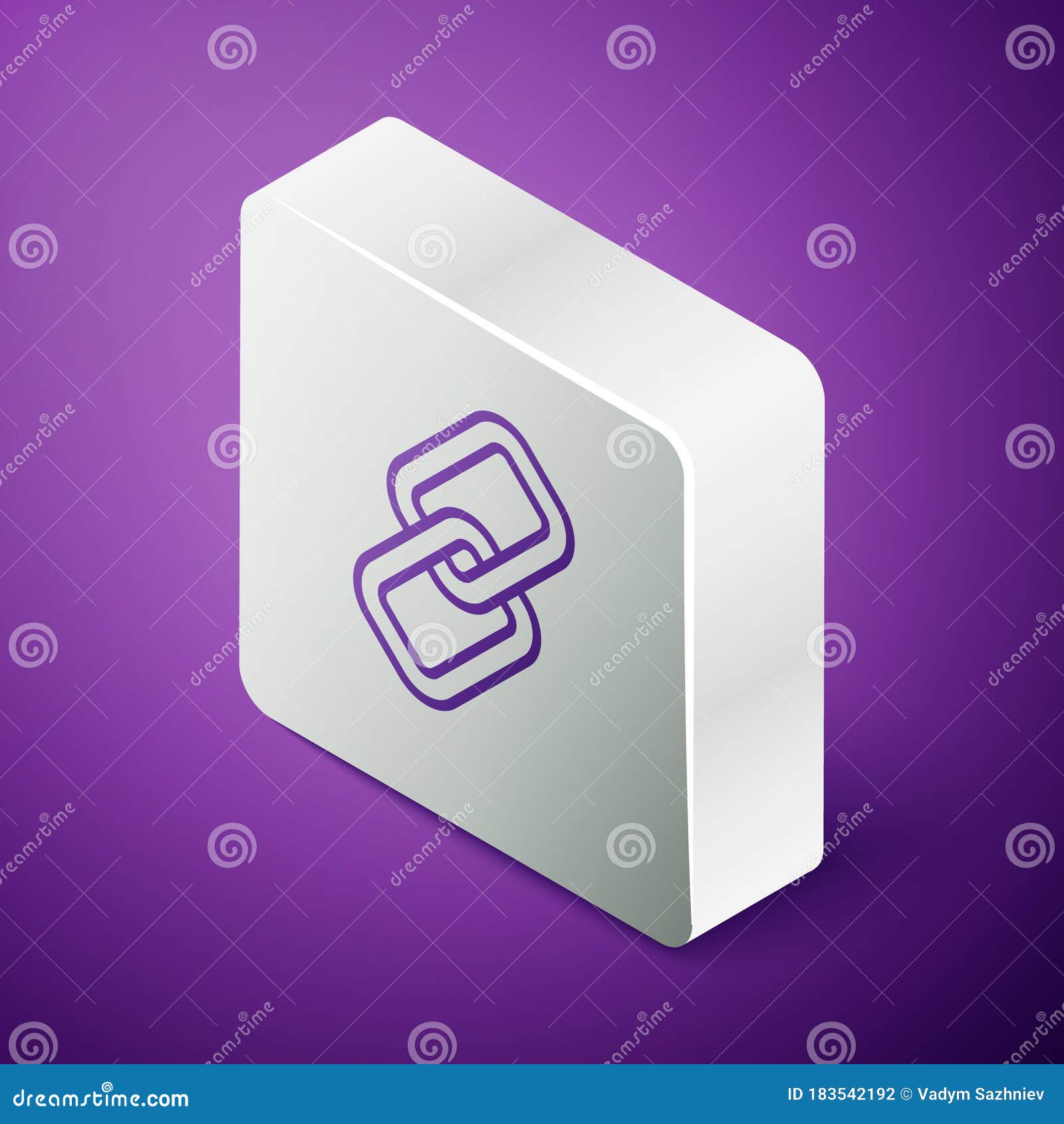 Isometric Line Chain Link Icon Isolated on Purple Background. Link ...
