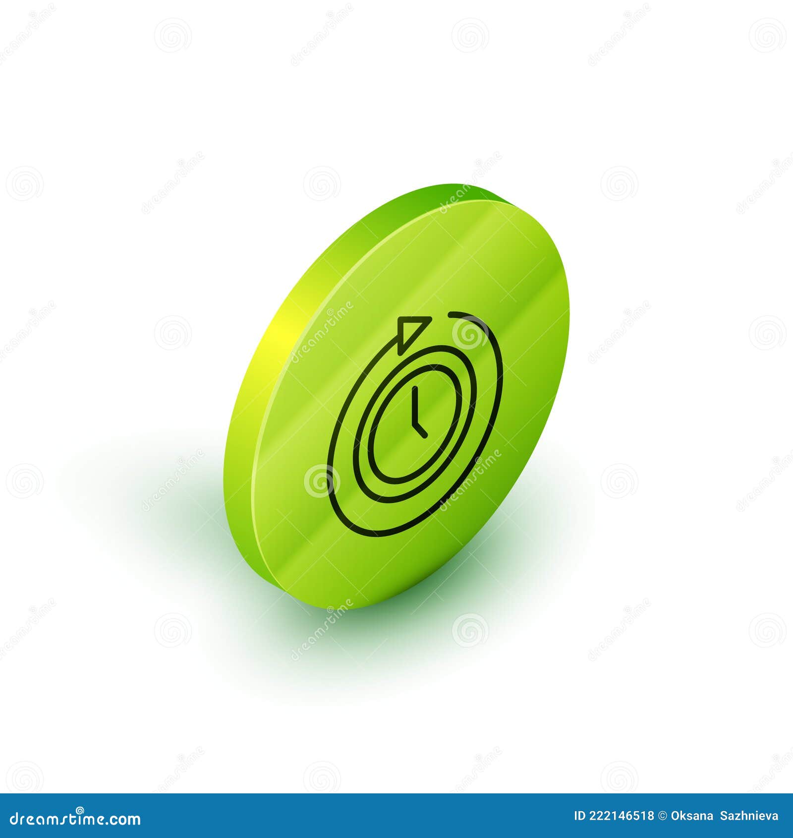 Isometric Line Clock with Arrow Icon Isolated on White Background. Time ...