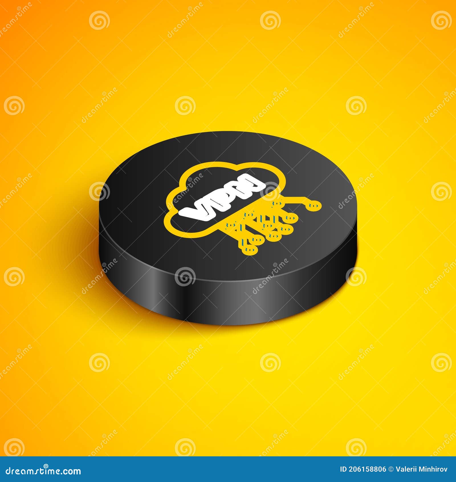 Isometric Line Cloud VPN Interface Icon Isolated on Yellow Background ...