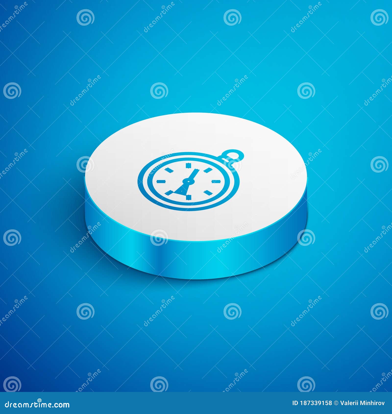 Isometric Line Compass Icon Isolated On Blue Background Windrose