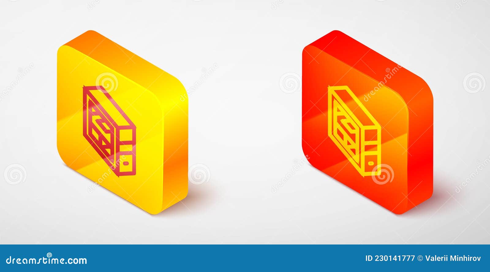 Isometric Line Computer Icon Isolated on Grey Background. PC Component ...