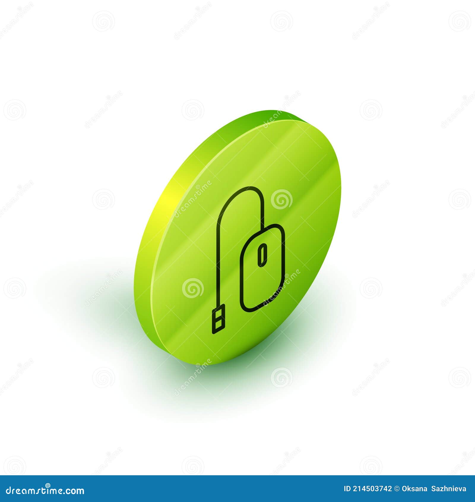Isometric Line Computer Mouse Icon Isolated on White Background ...