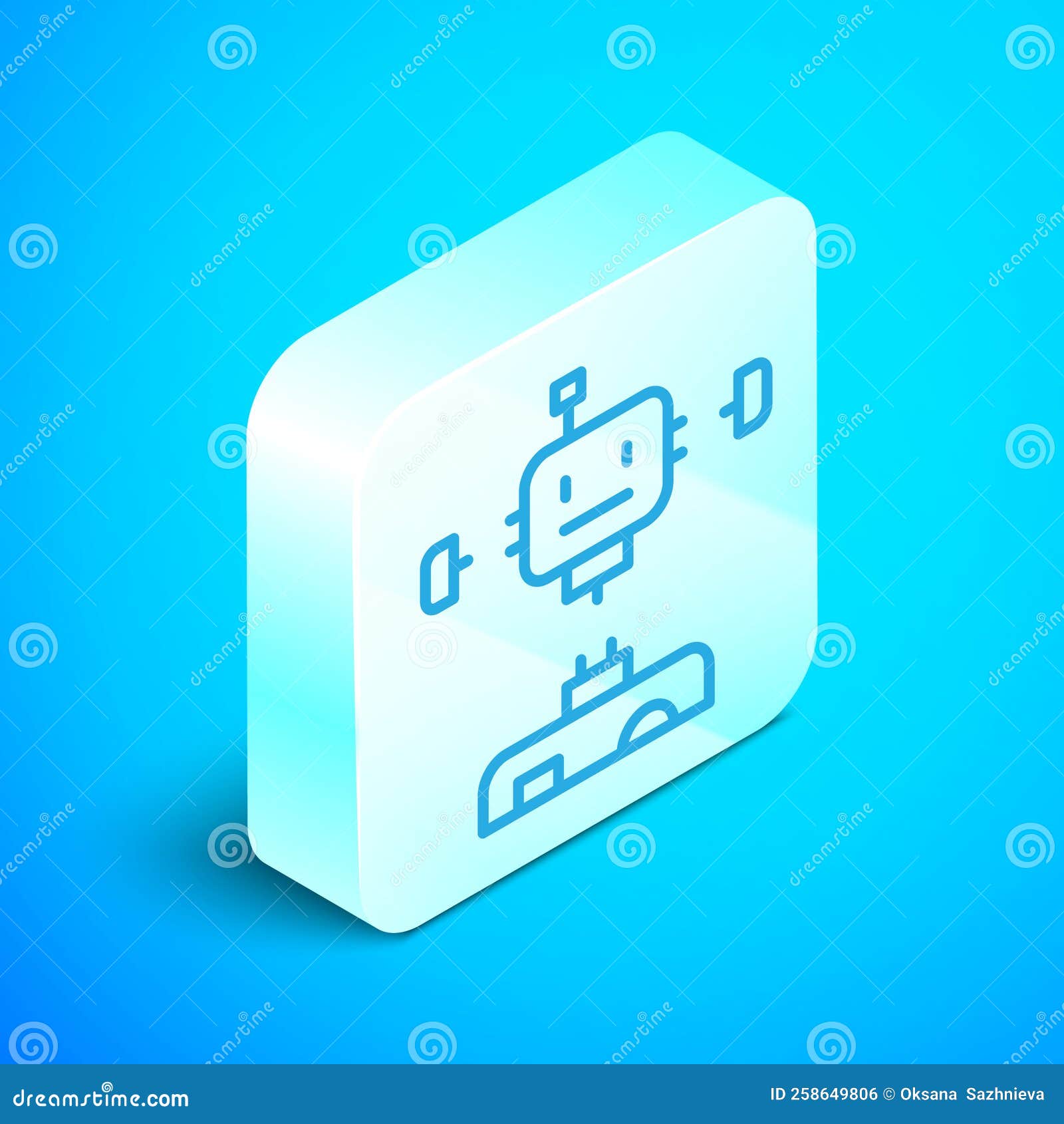 Isometric Line Disassembled Robot Icon Isolated on Blue Background ...