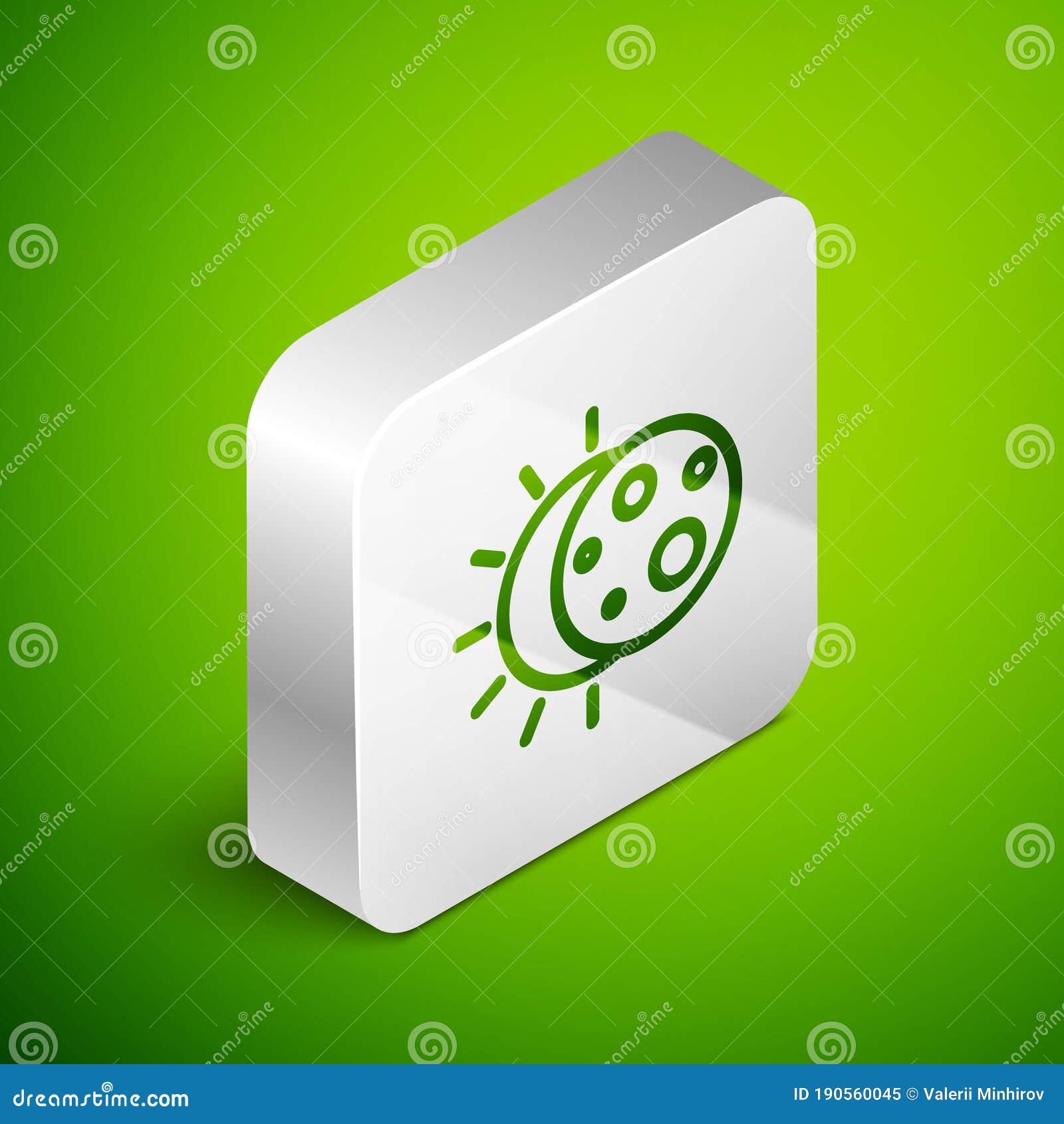Isometric Line Eclipse of the Sun Icon Isolated on Green Background ...