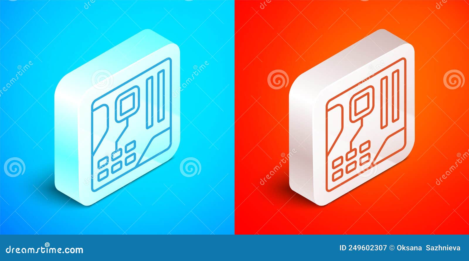 Isometric Line Electronic Computer Components Motherboard Digital Chip ...