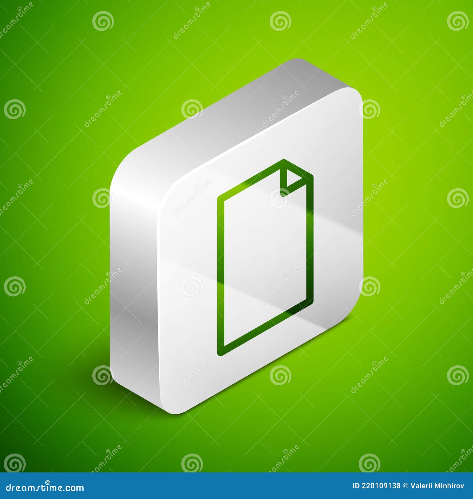 Isometric Line Empty Document Icon Isolated on Green Background ...