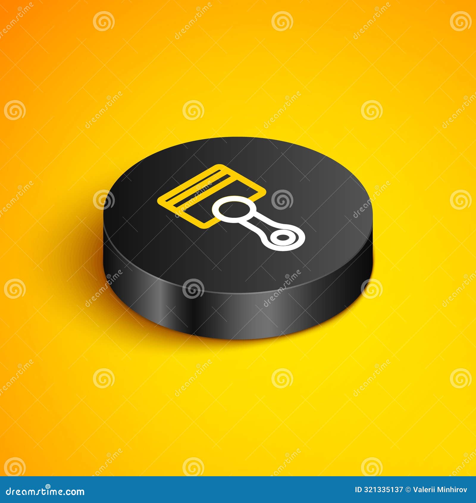 Isometric Line Engine Piston Icon Isolated on Yellow Background. Car ...