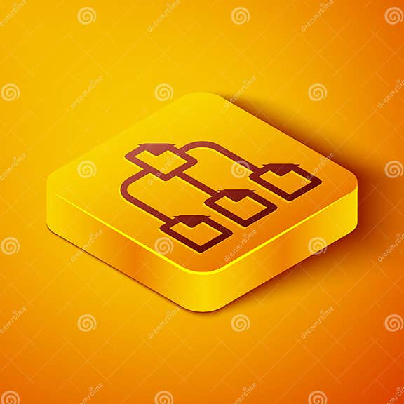 Isometric Line Folder Tree Icon Isolated on Orange Background. Computer ...