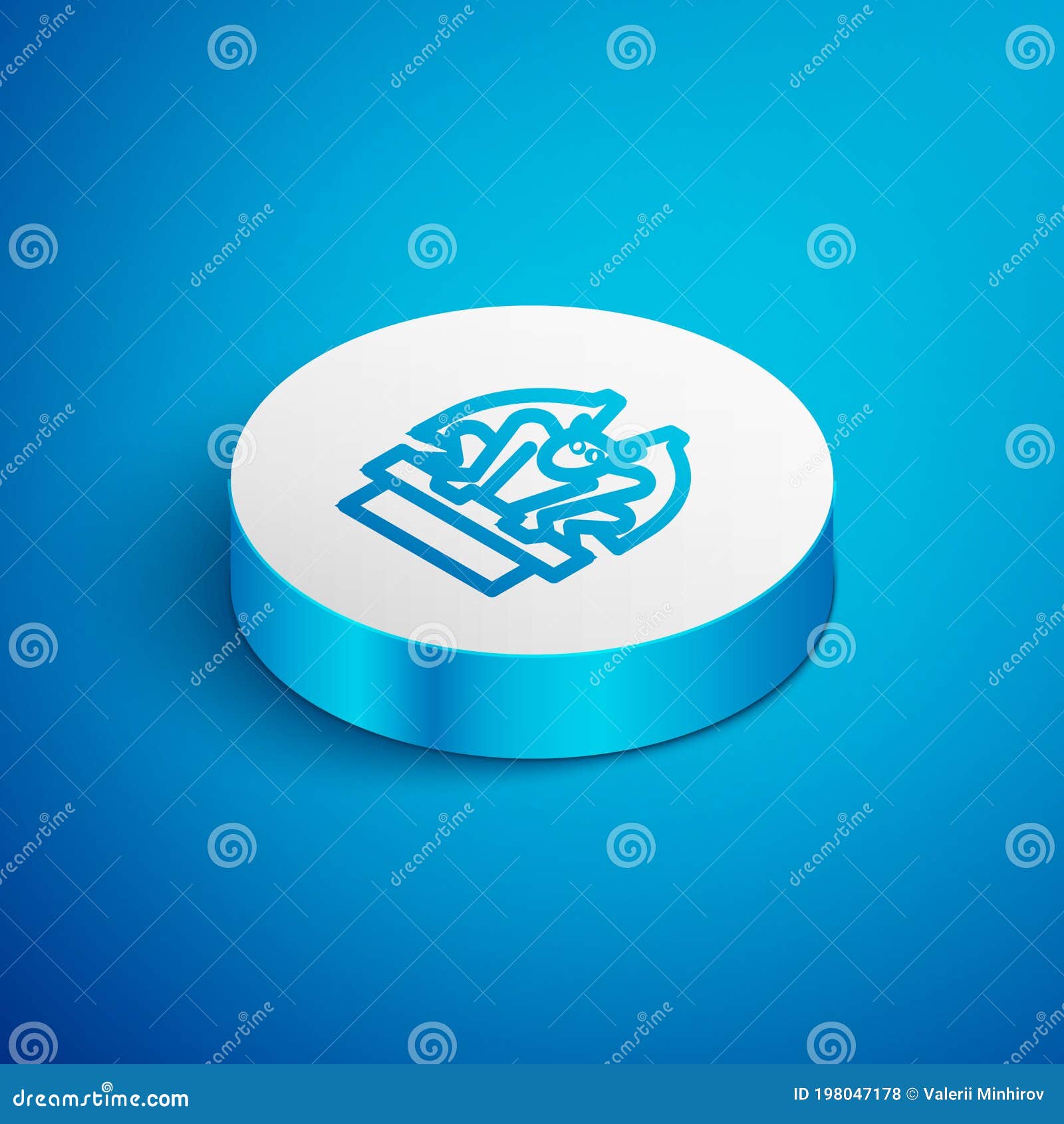 Isometric Line Gargoyle on Pedestal Icon Isolated on Blue Background ... Isometric Line Gargoyle on Pedestal Icon Isolated on Blue Background ...