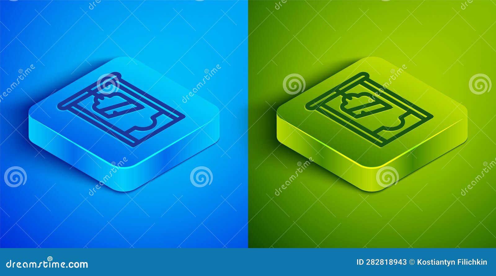 Isometric Line Guillotine Medieval Execution Icon Isolated on Blue and ...