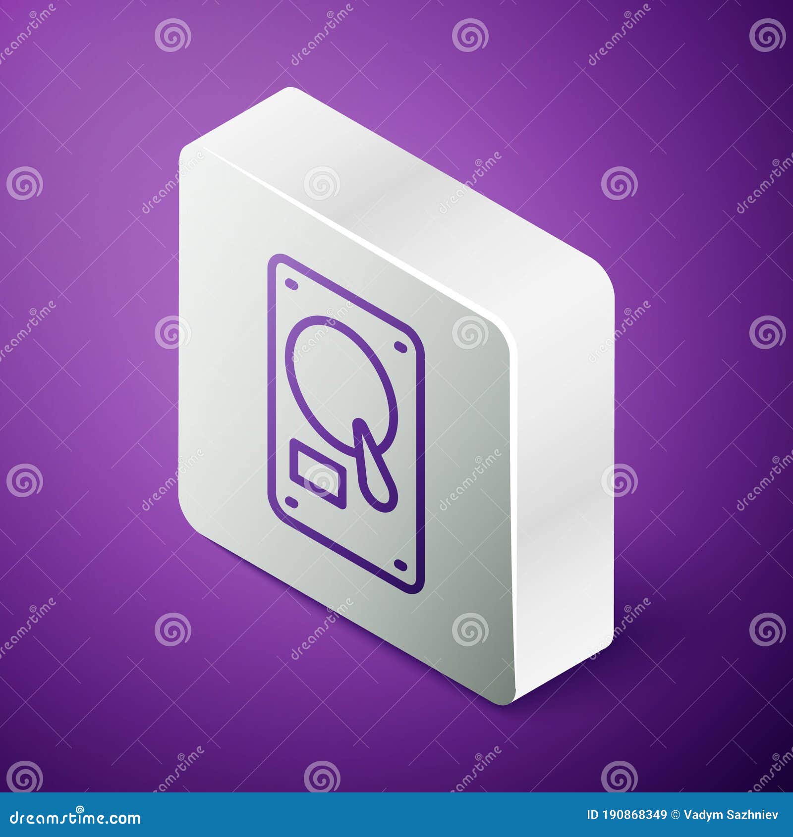 Isometric Line Hard Disk Drive HDD Icon Isolated on Purple Background ...