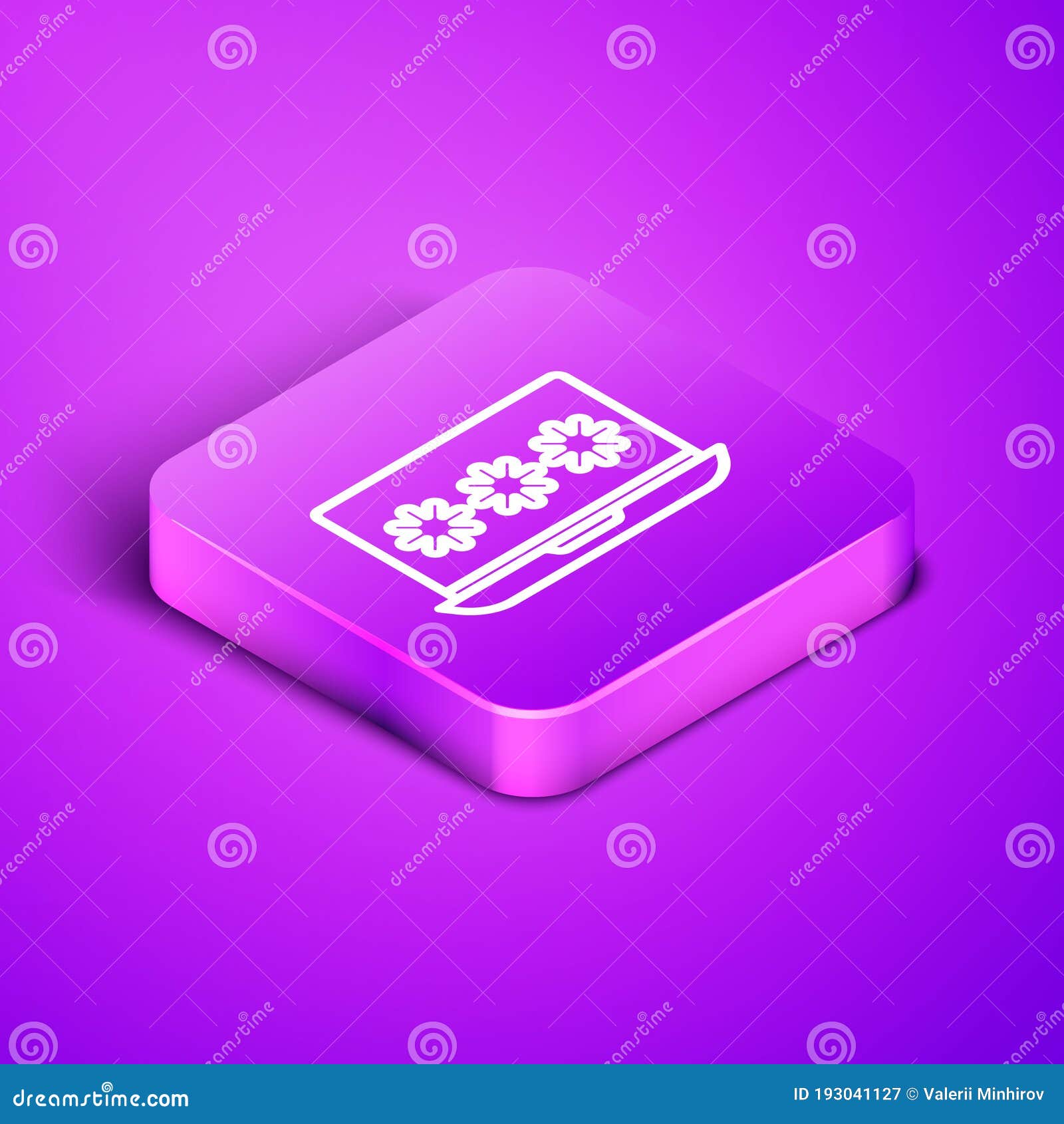 Isometric Line Laptop with Password Notification Icon Isolated on ...