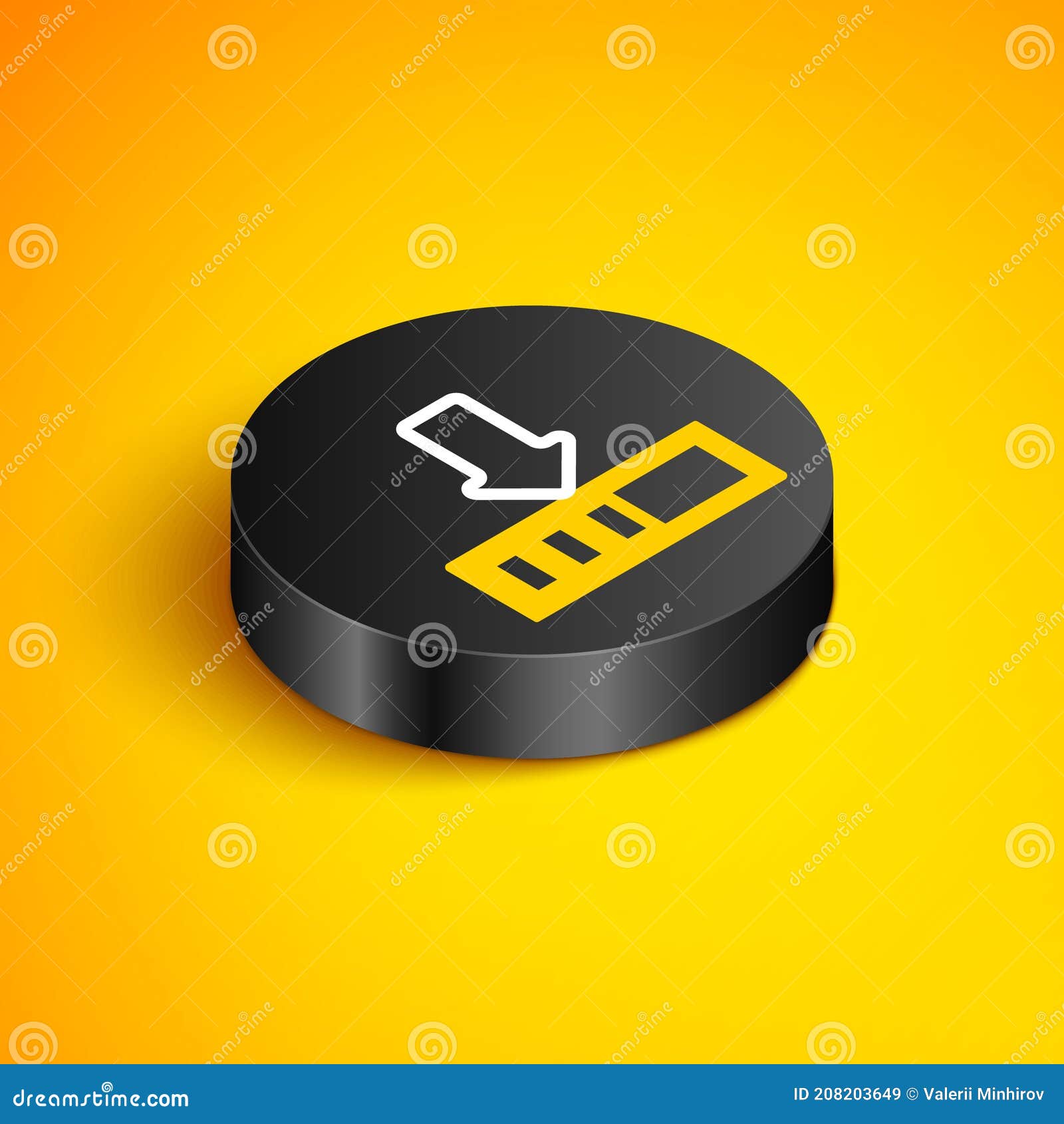 Isometric Line Loading Icon Isolated On Yellow Background. Download In ...