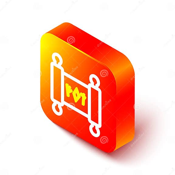 Isometric Line Magic Scroll Icon Isolated on White Background. Decree ...