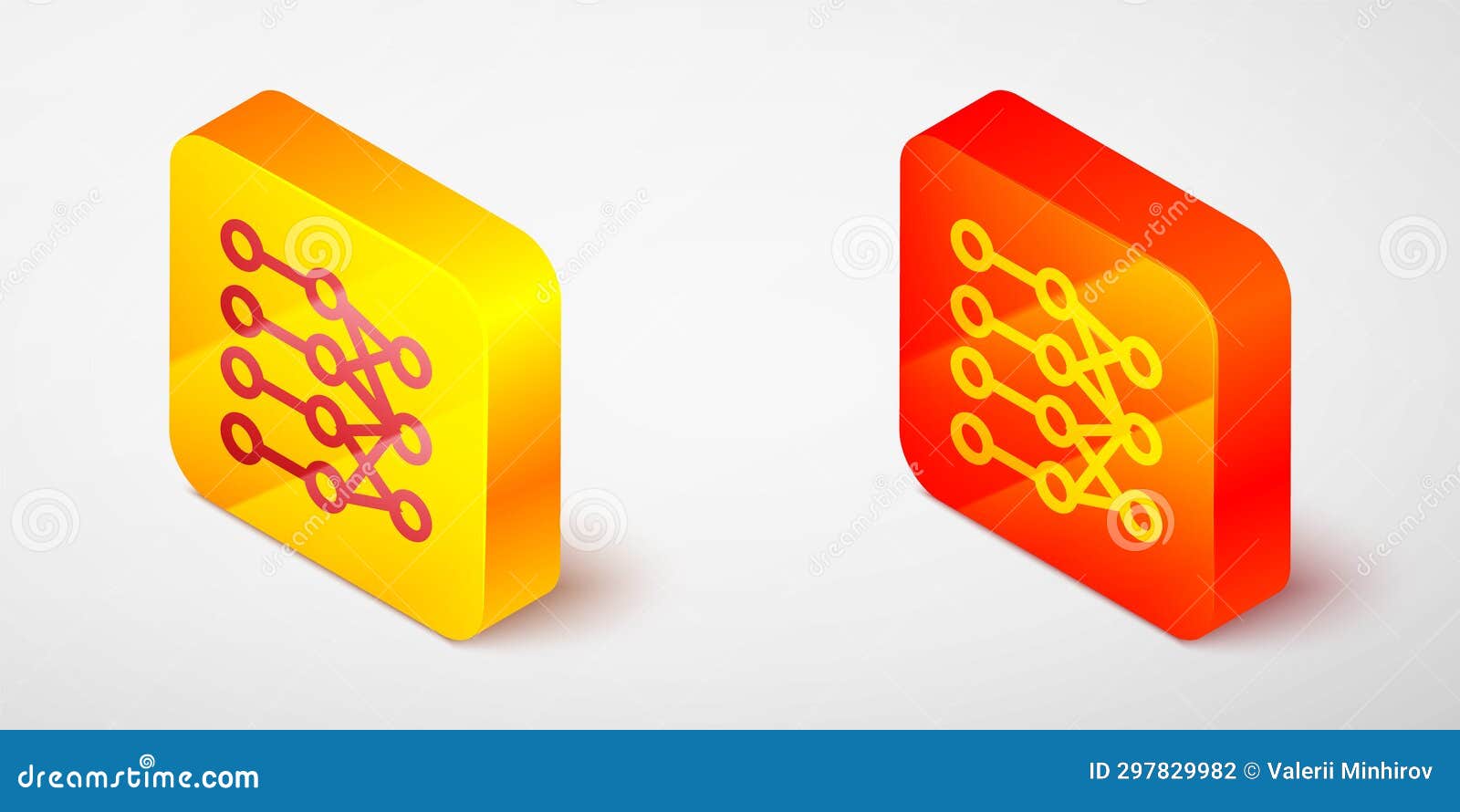 Isometric Line Neural Network Icon Isolated on Grey Background ...