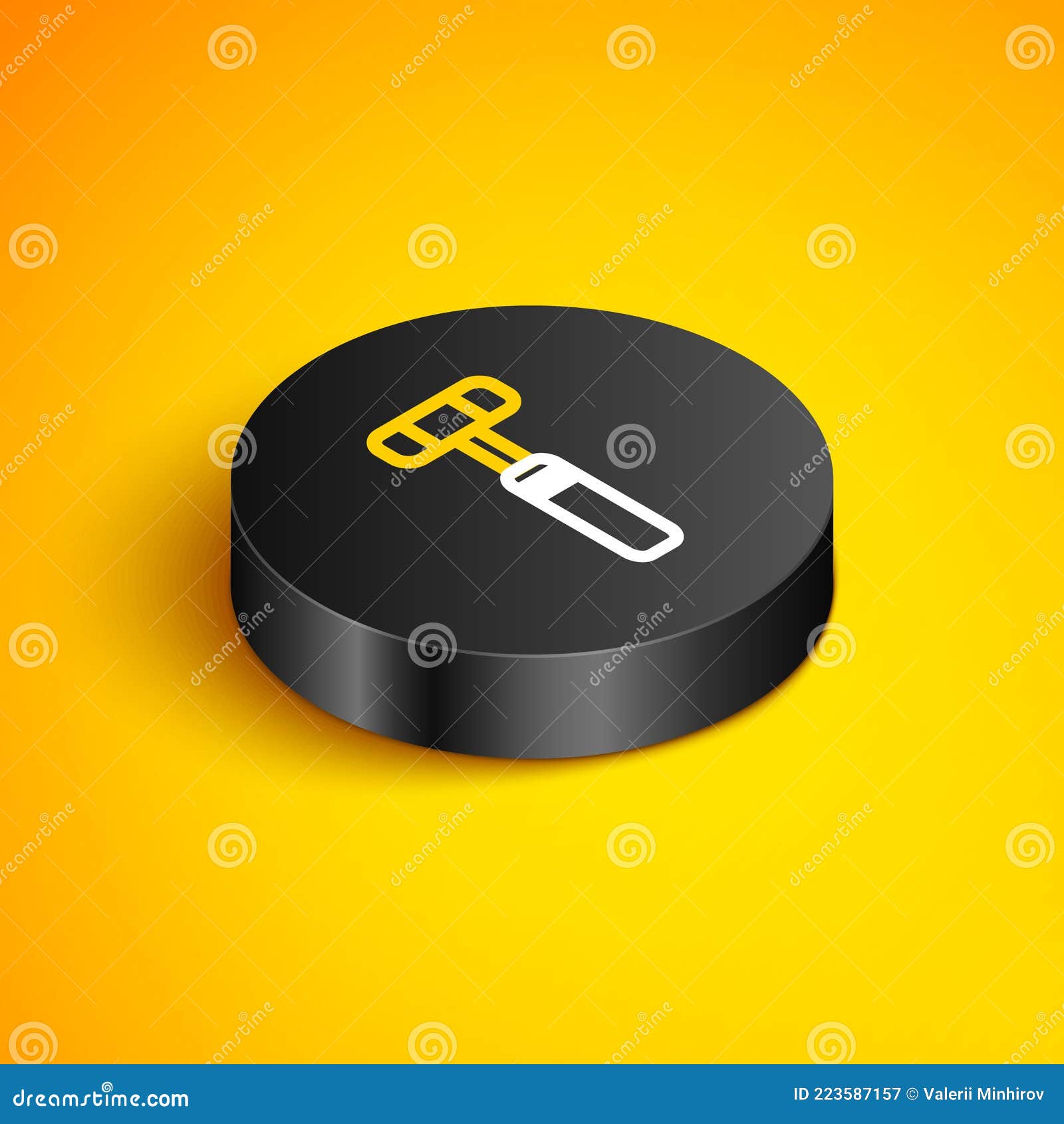 Isometric Line Neurology Reflex Hammer Icon Isolated on Yellow ...
