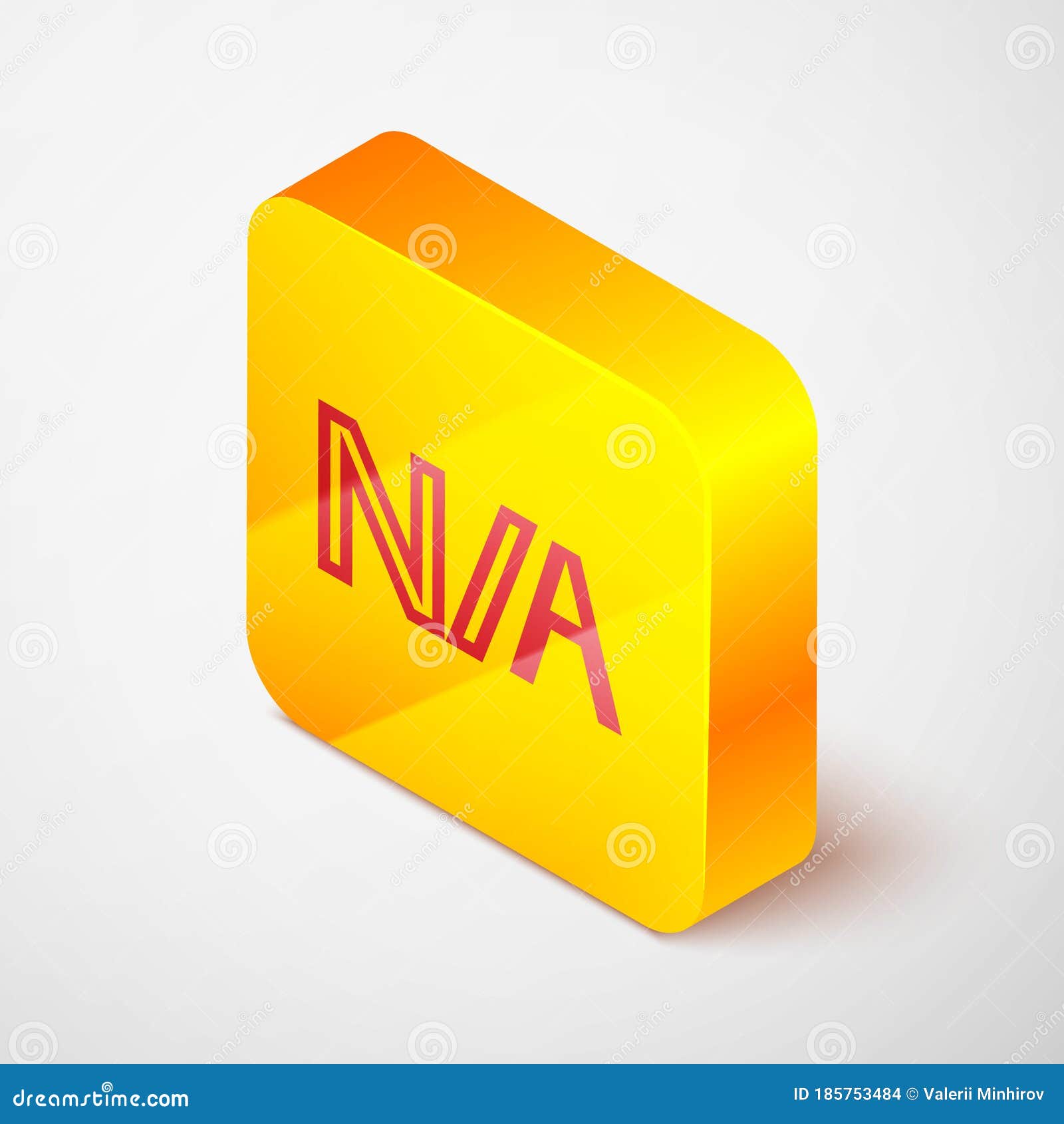 Isometric Line Not Applicable Icon Isolated on Grey Background. Yellow ...