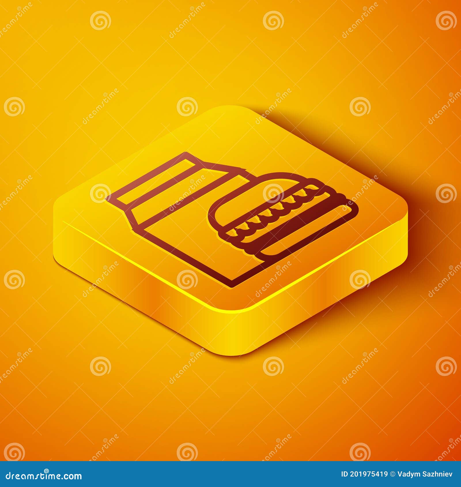 Isometric Line Online Ordering and Burger Delivery Icon Isolated on ...