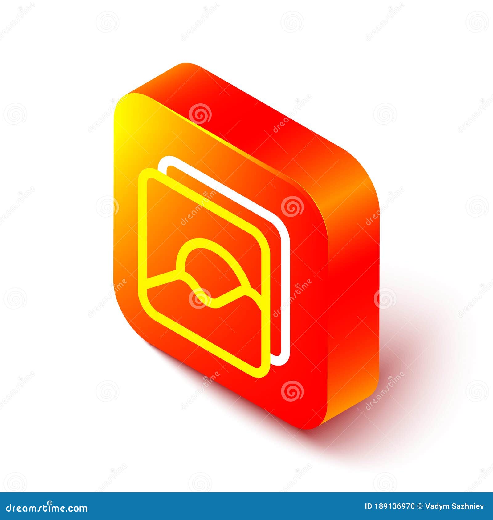 Isometric Line Photo Icon Isolated on White Background. Orange Square ...