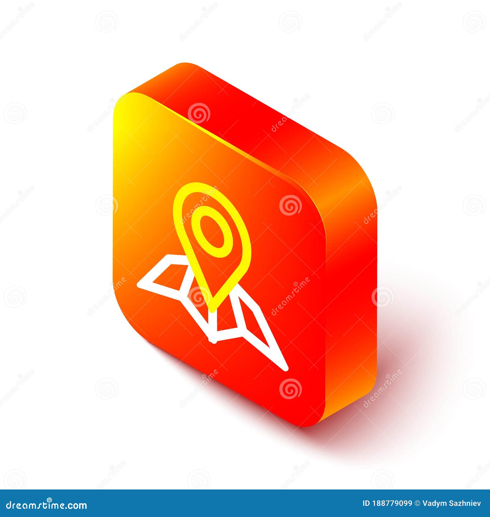 Isometric Line Placeholder on Map Paper in Perspective Icon Isolated on ...