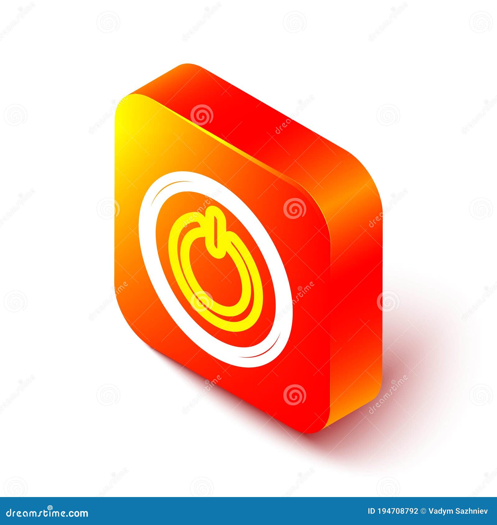 Isometric Line Power Button Icon Isolated on White Background. Start ...
