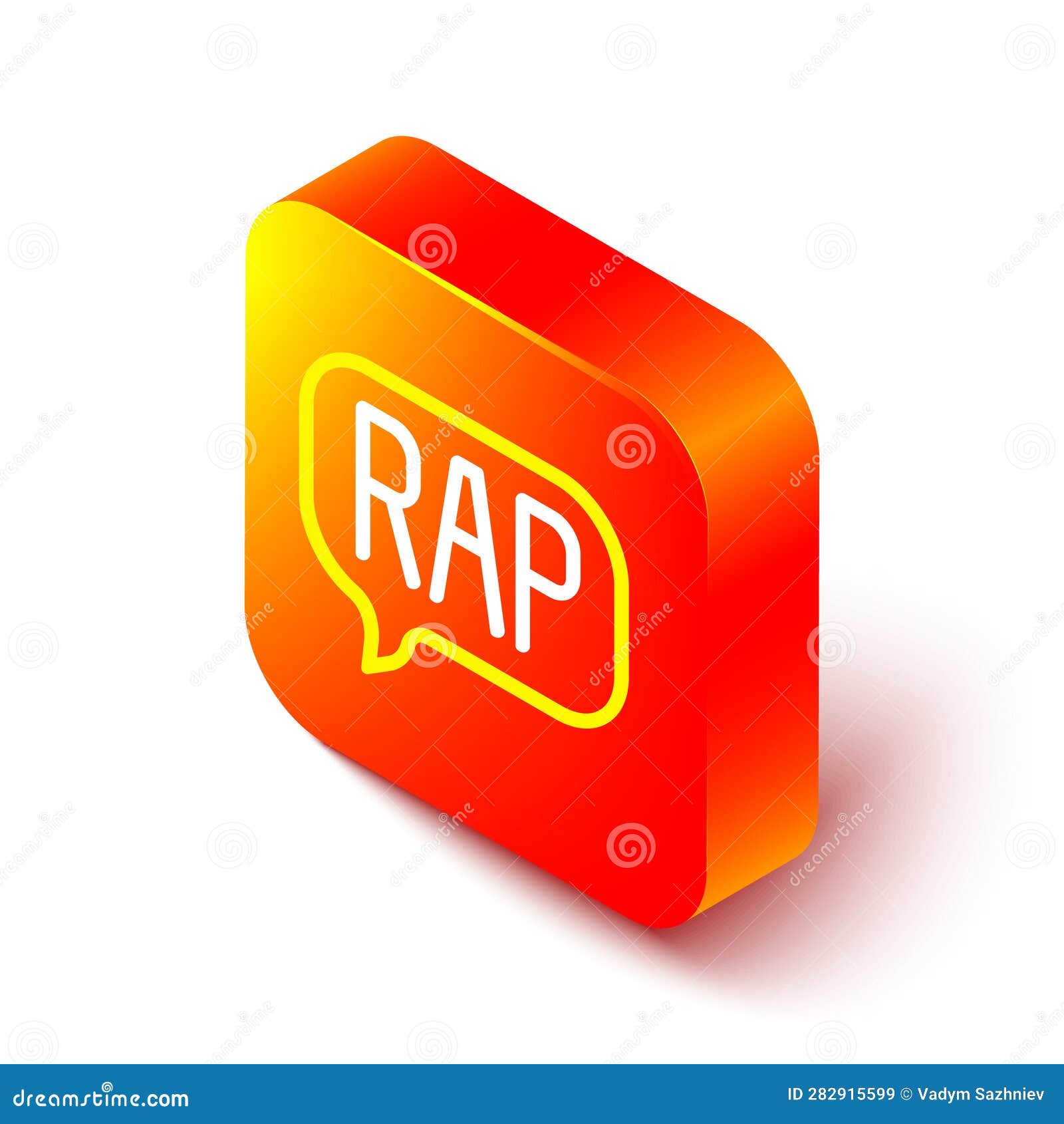 Isometric Line Rap Music Icon Isolated on White Background. Orange ...