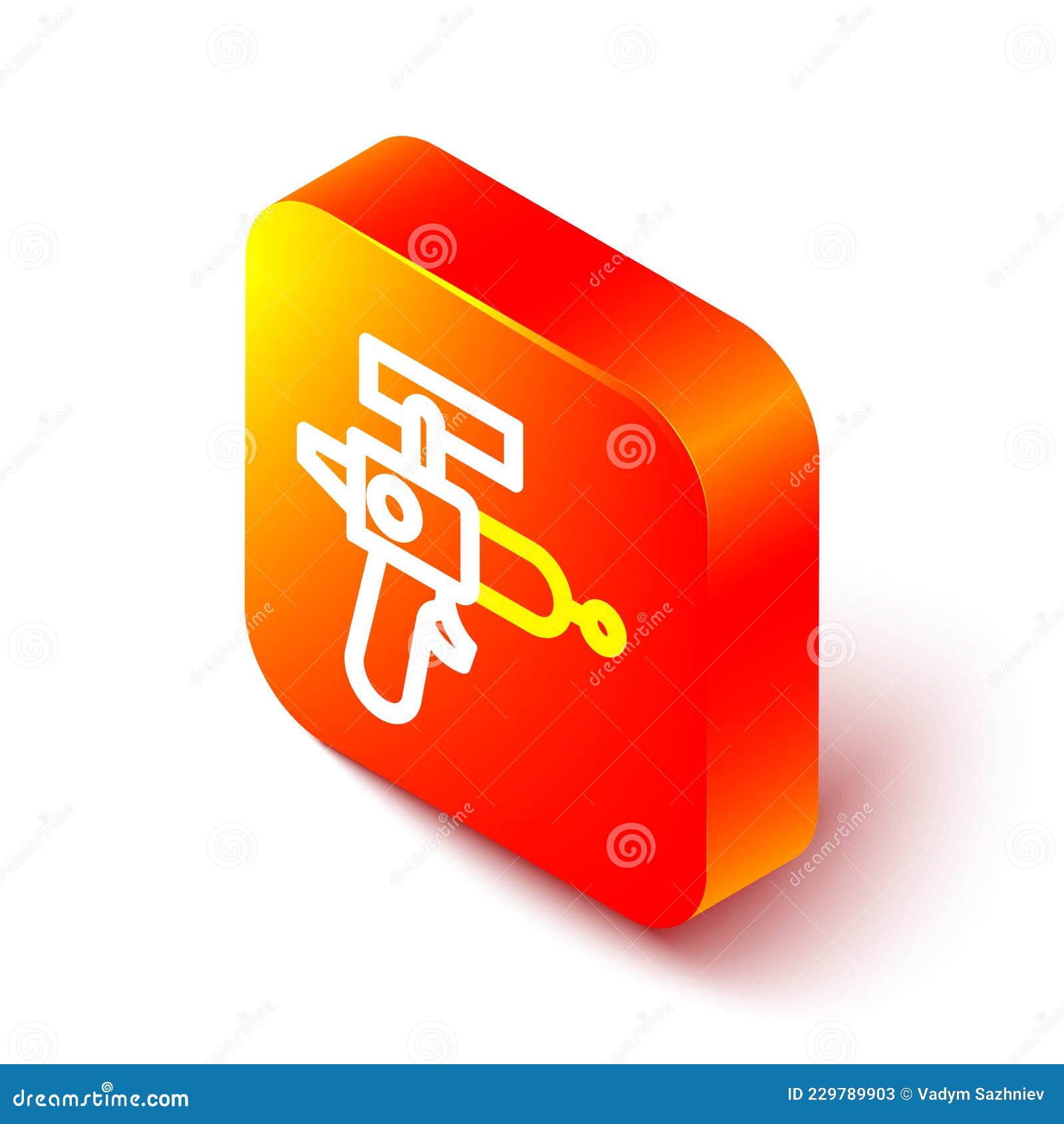 Isometric Line Ray Gun Icon Isolated on White Background. Laser Weapon ...