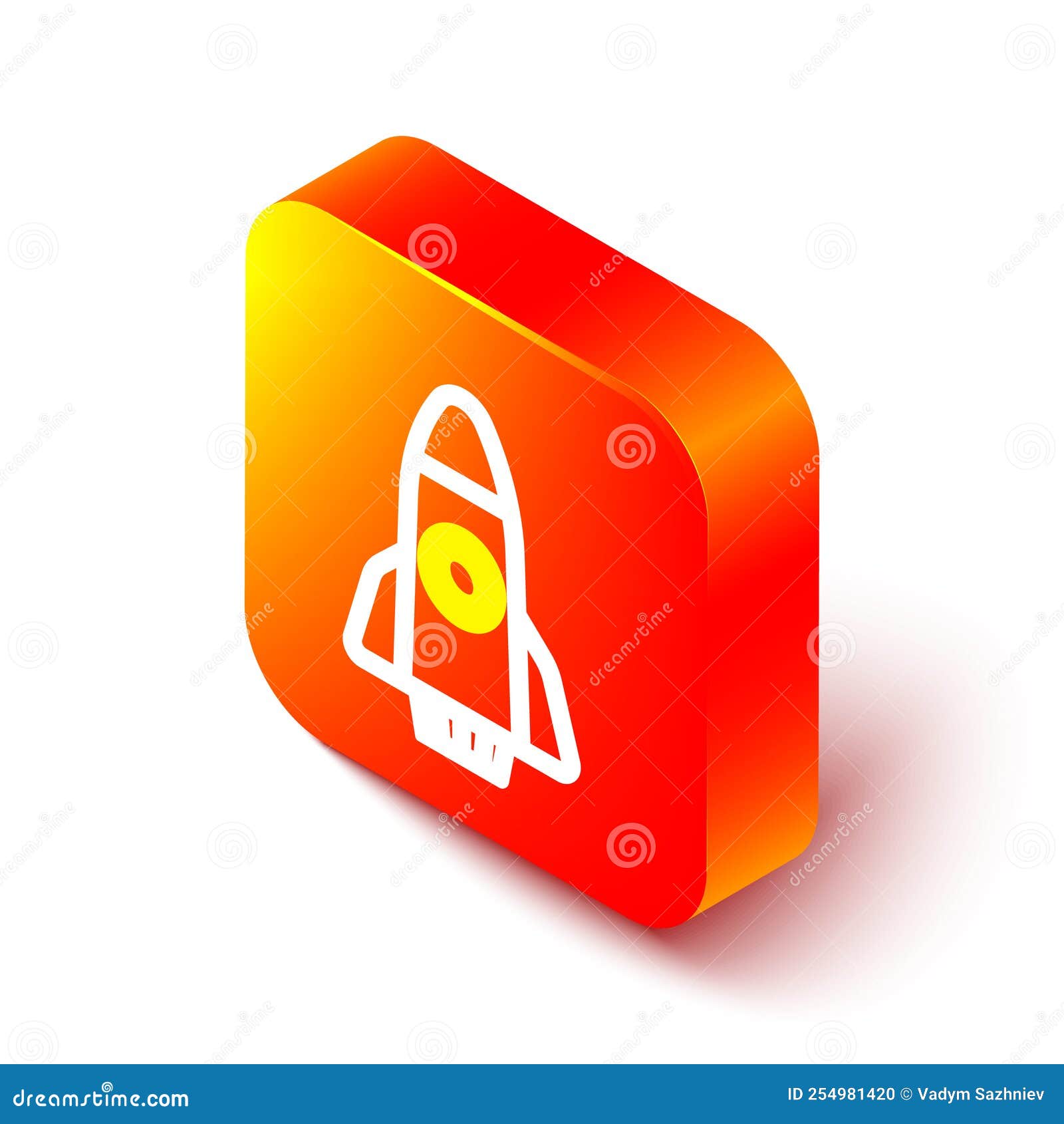 Isometric Line Rocket Ship Icon Isolated on White Background. Space ...