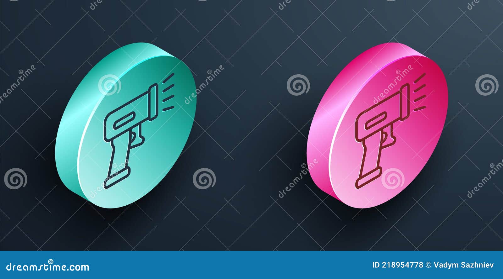 Isometric Line Scanner Scanning Bar Code Icon Isolated on Black ...