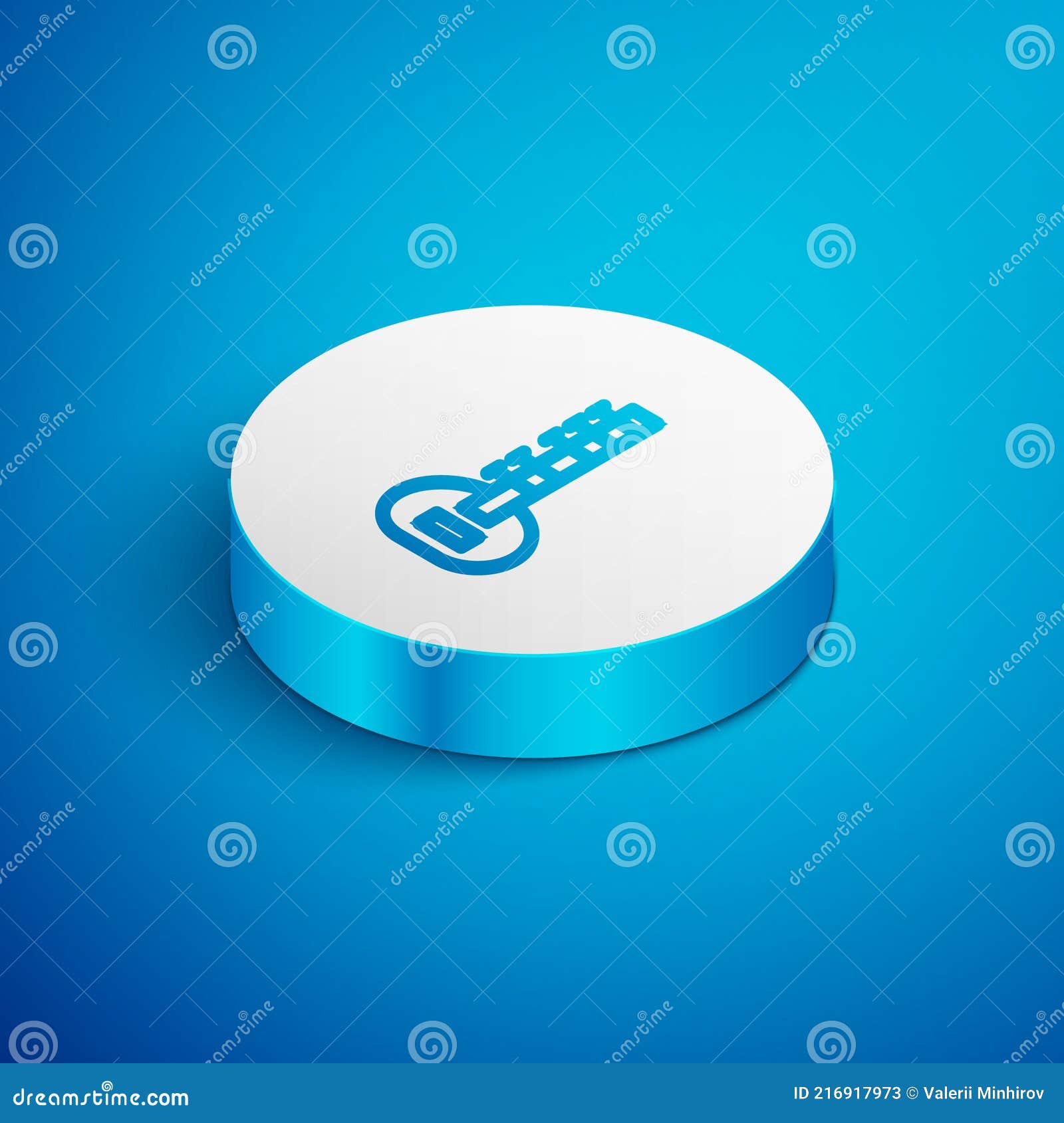 Isometric Line Sitar Classical Music Instrument Icon Isolated on Blue ...