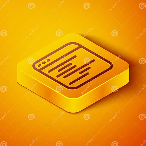 Isometric Line Software, Web Developer Programming Code Icon Isolated on Orange Background ...