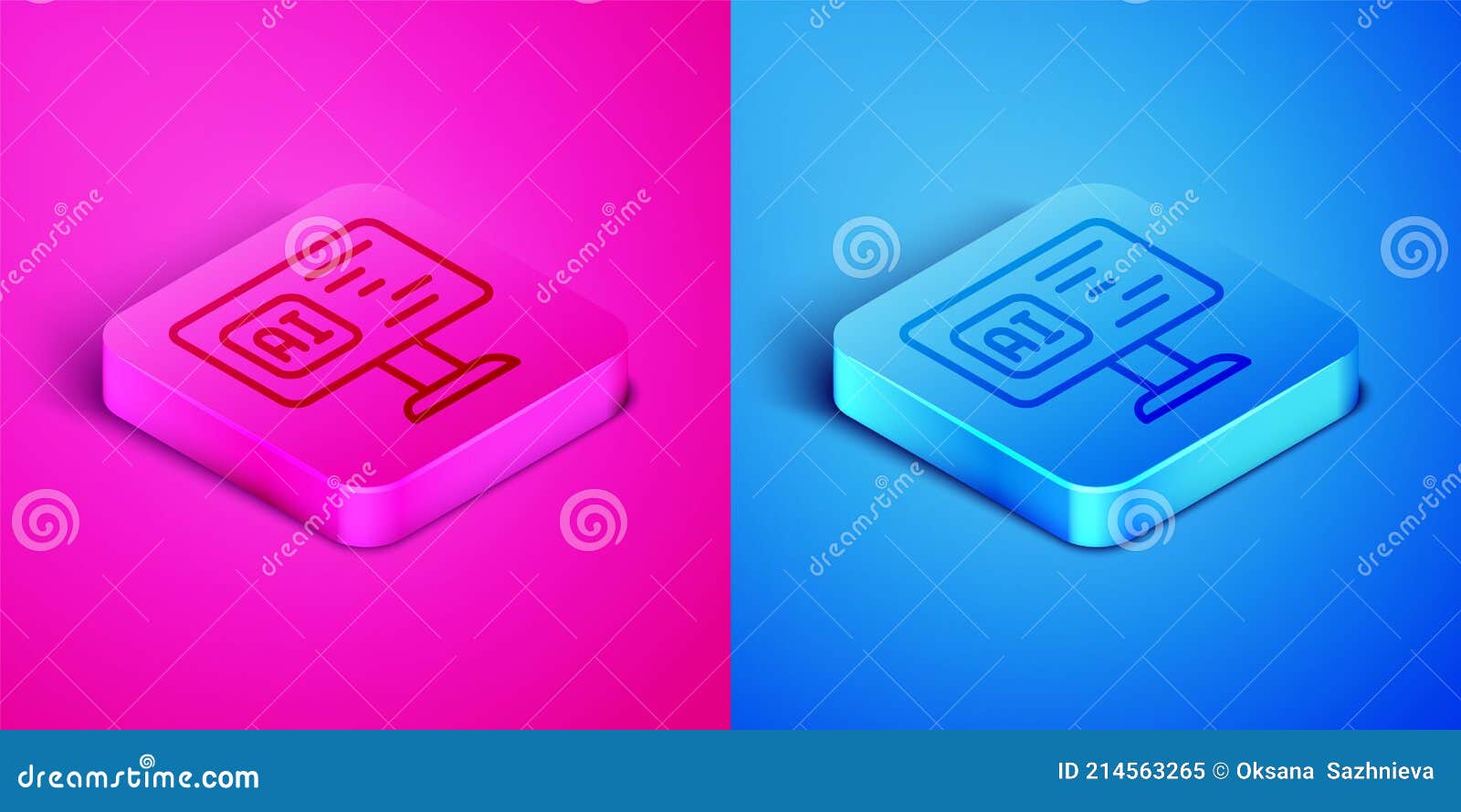 Isometric Line Software, Web Developer Programming Code Icon Isolated on Pink and Blue ...