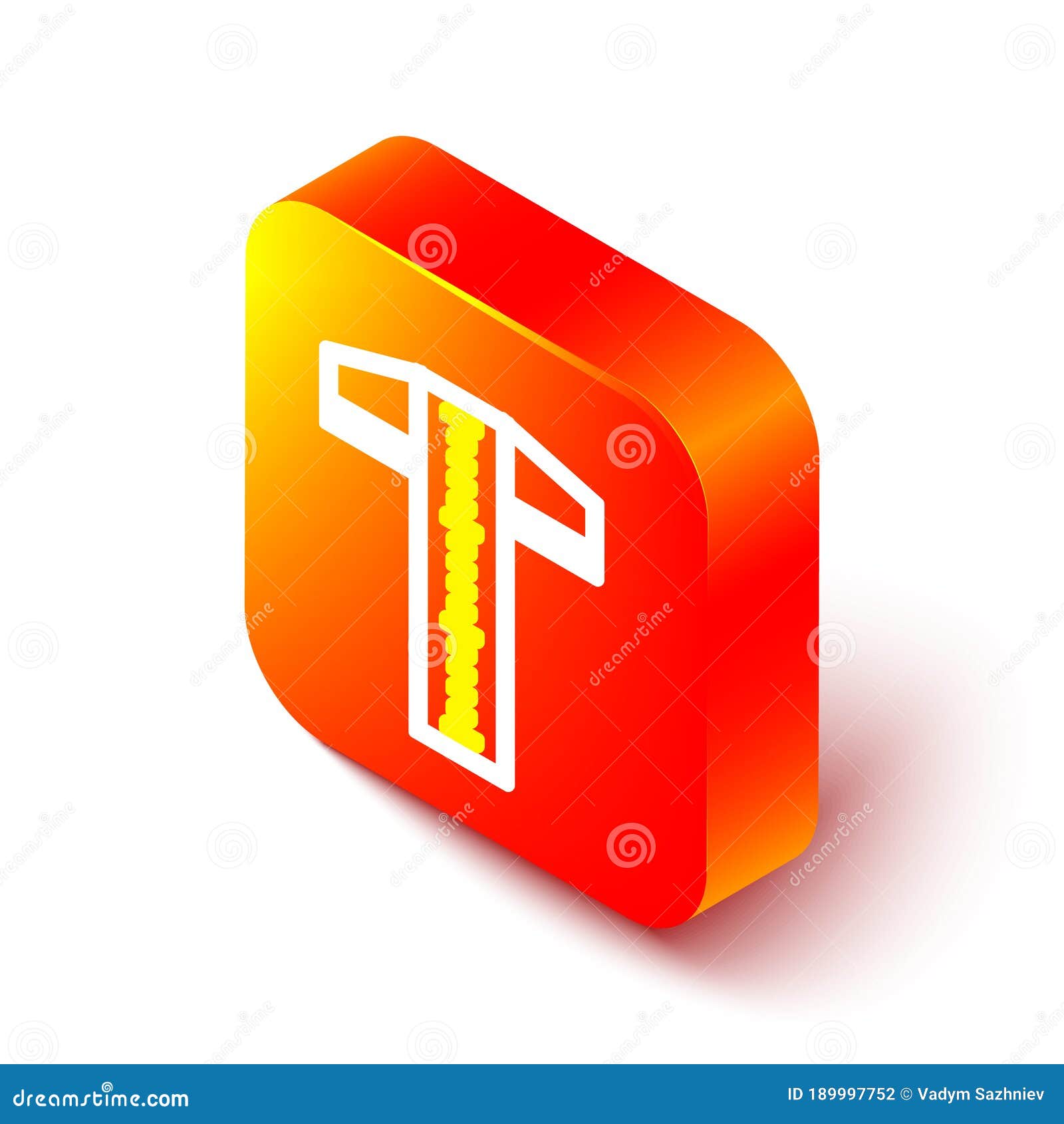 Isometric Line T-square Line for Professional Drafting Icon Isolated on ...