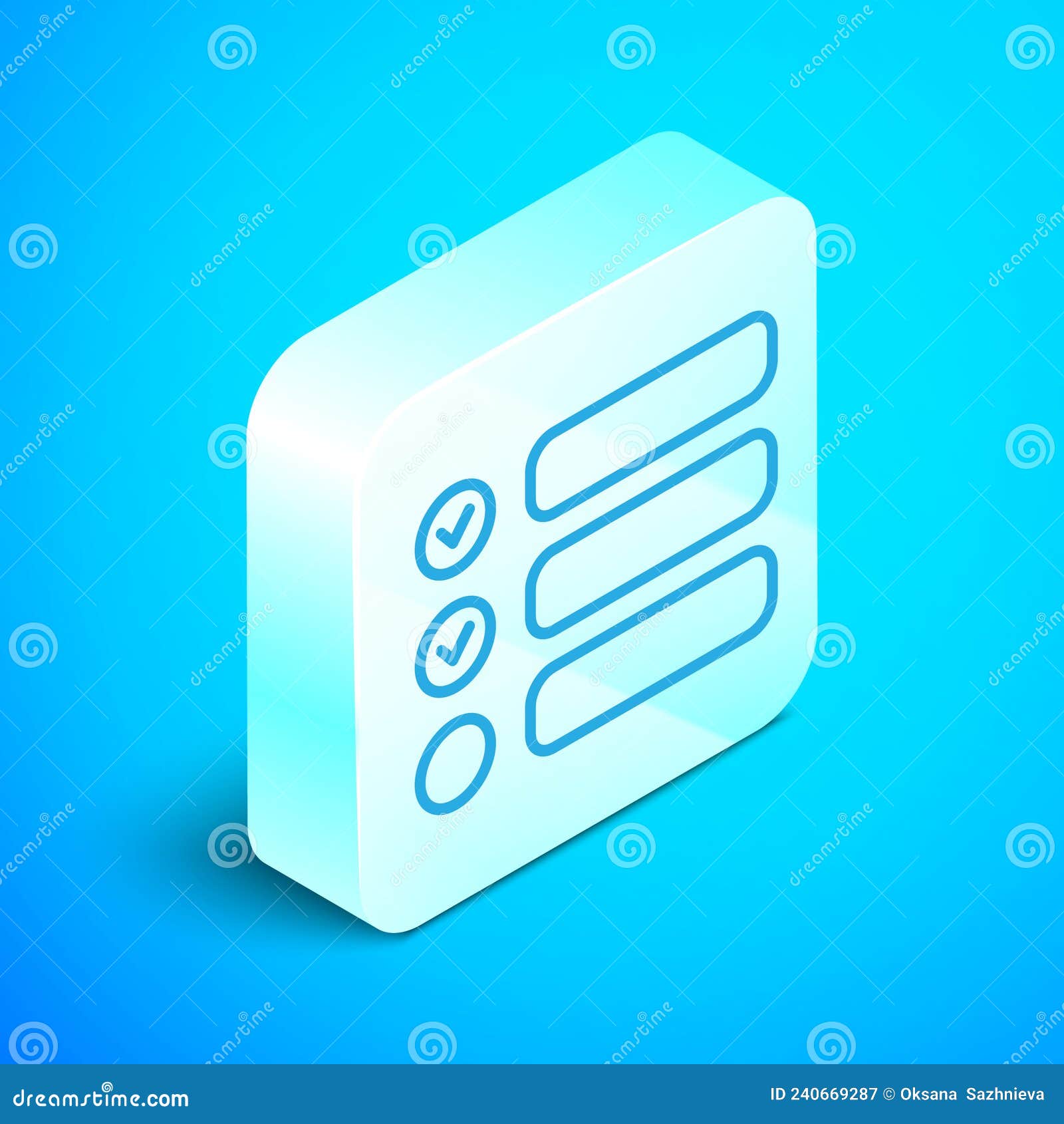 Isometric Line Task List Icon Isolated on Blue Background. Control List ...