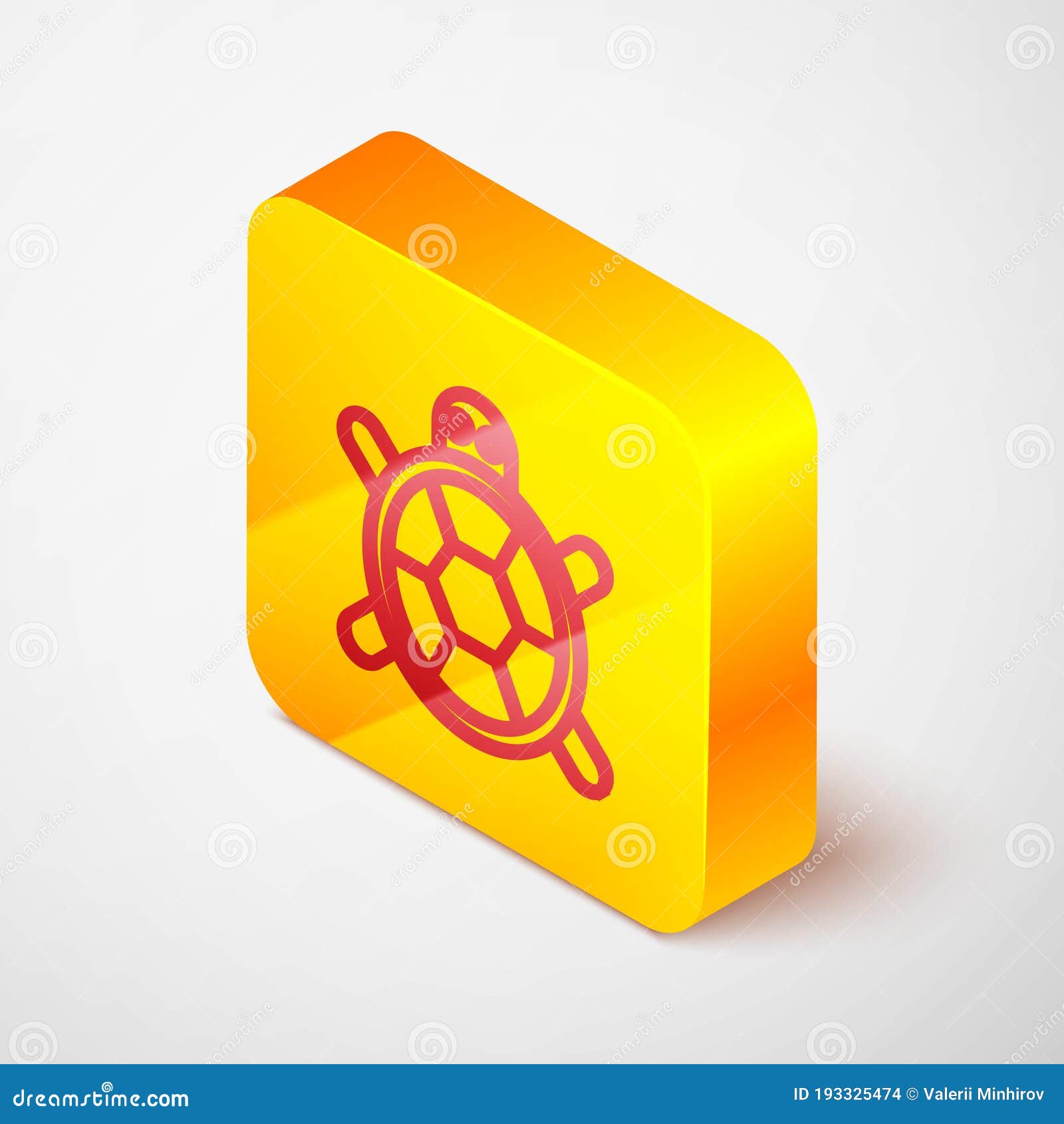 Isometric Line Turtle Icon Isolated On Grey Background. Yellow Square ...