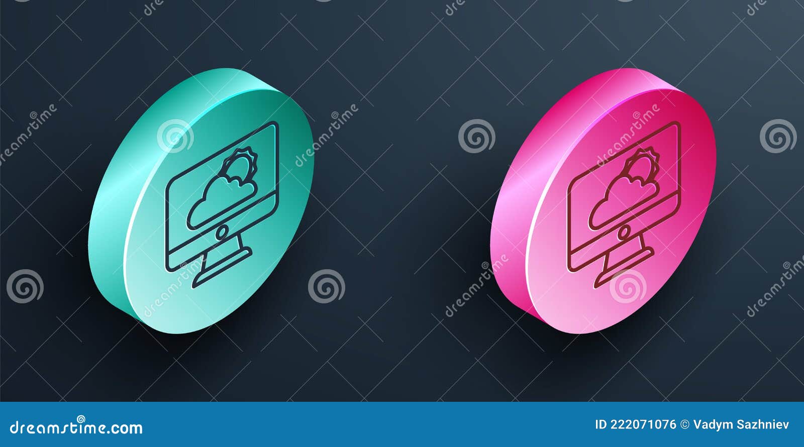 Isometric Line Weather Forecast Icon Isolated on Black Background ...
