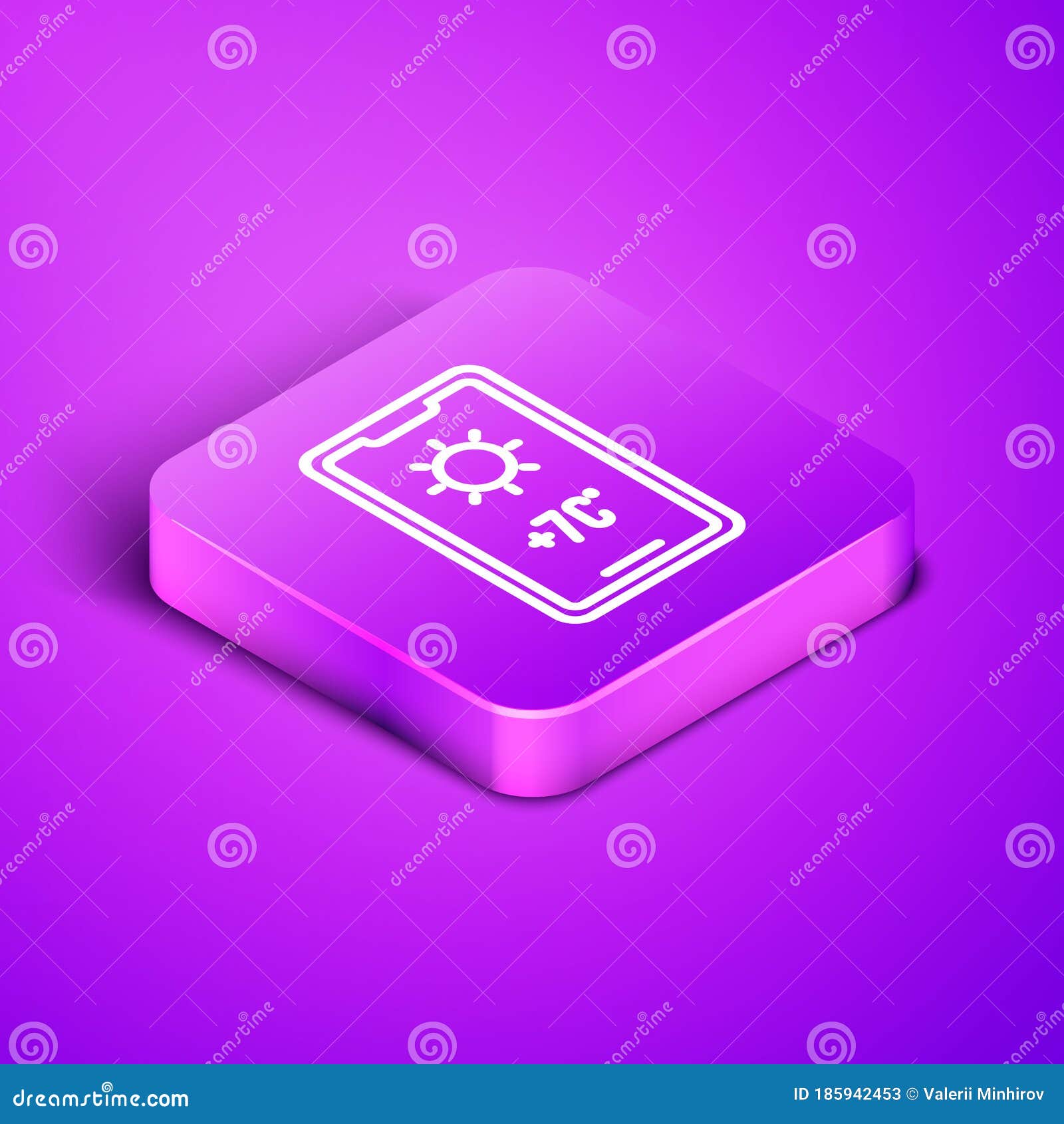 Isometric Line Weather Forecast Icon Isolated on Purple Background ...