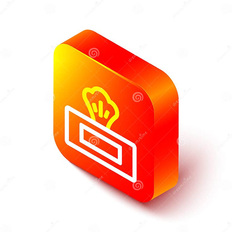 Isometric Line Wet Wipe Pack Icon Isolated on White Background. Orange ...