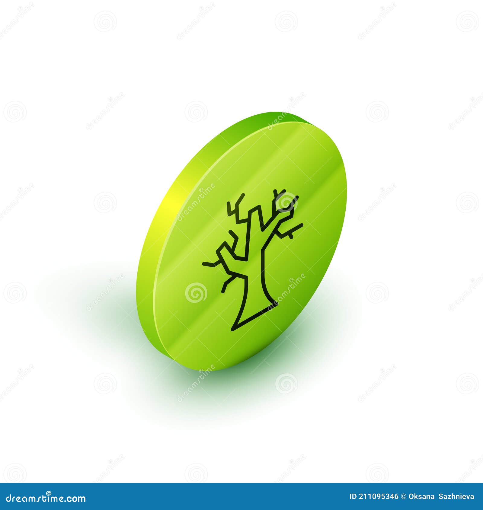 Isometric Line Withered Tree Icon Isolated on White Background. Bare ...